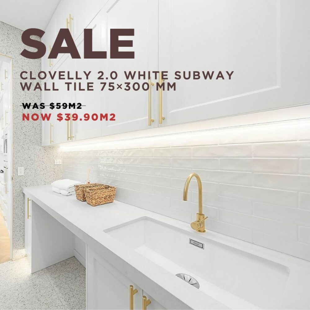 Clovelly 2.0 White Subway Wall Tile 75x300 mm - Design Tiles Sydney