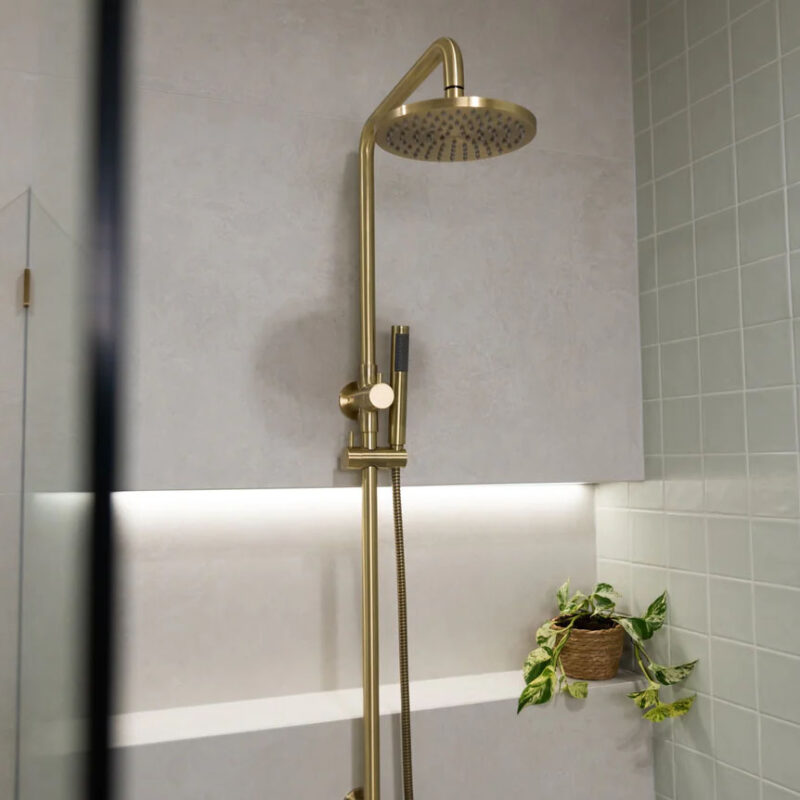 Round Combination Single Shower Rail 200mm 300 mm - Design Tiles Sydney