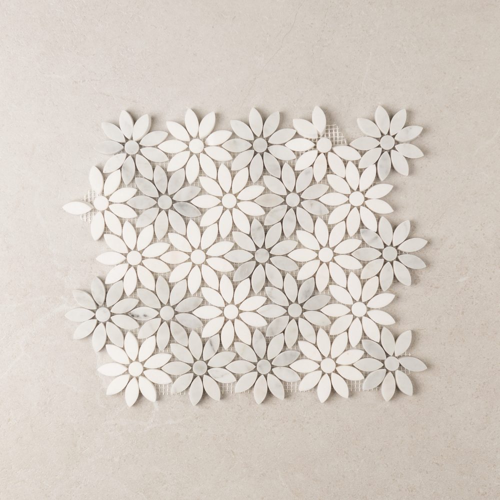 Flower Carrara + Thassos Mosaic - Design Tiles Sydney