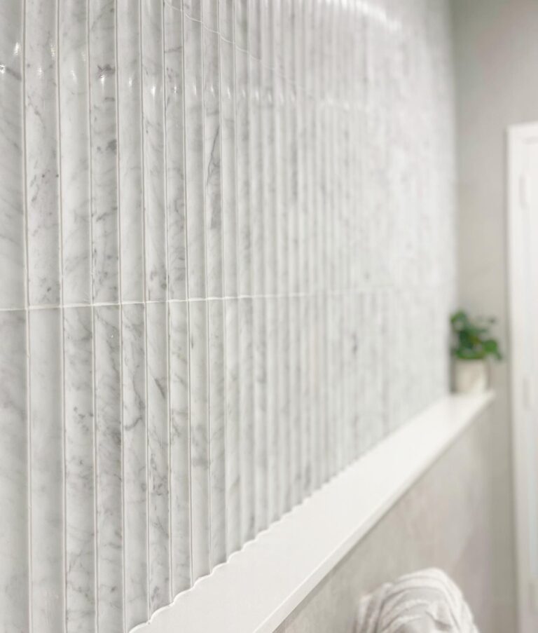 Concave Carrara Marble Kit Kat Mosaic - Design Tiles Sydney