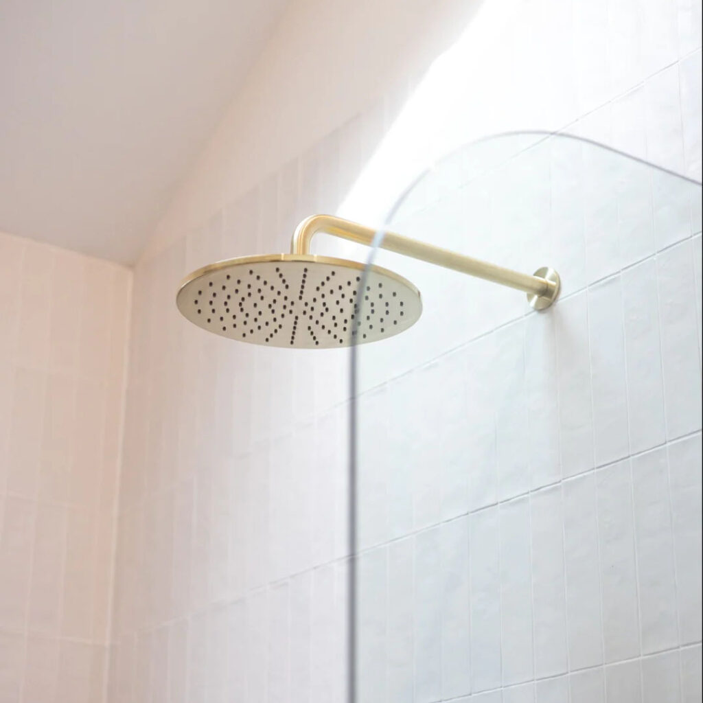 Round Wall Shower 300mm Rose 400mm Curved Arm - Design Tiles Sydney