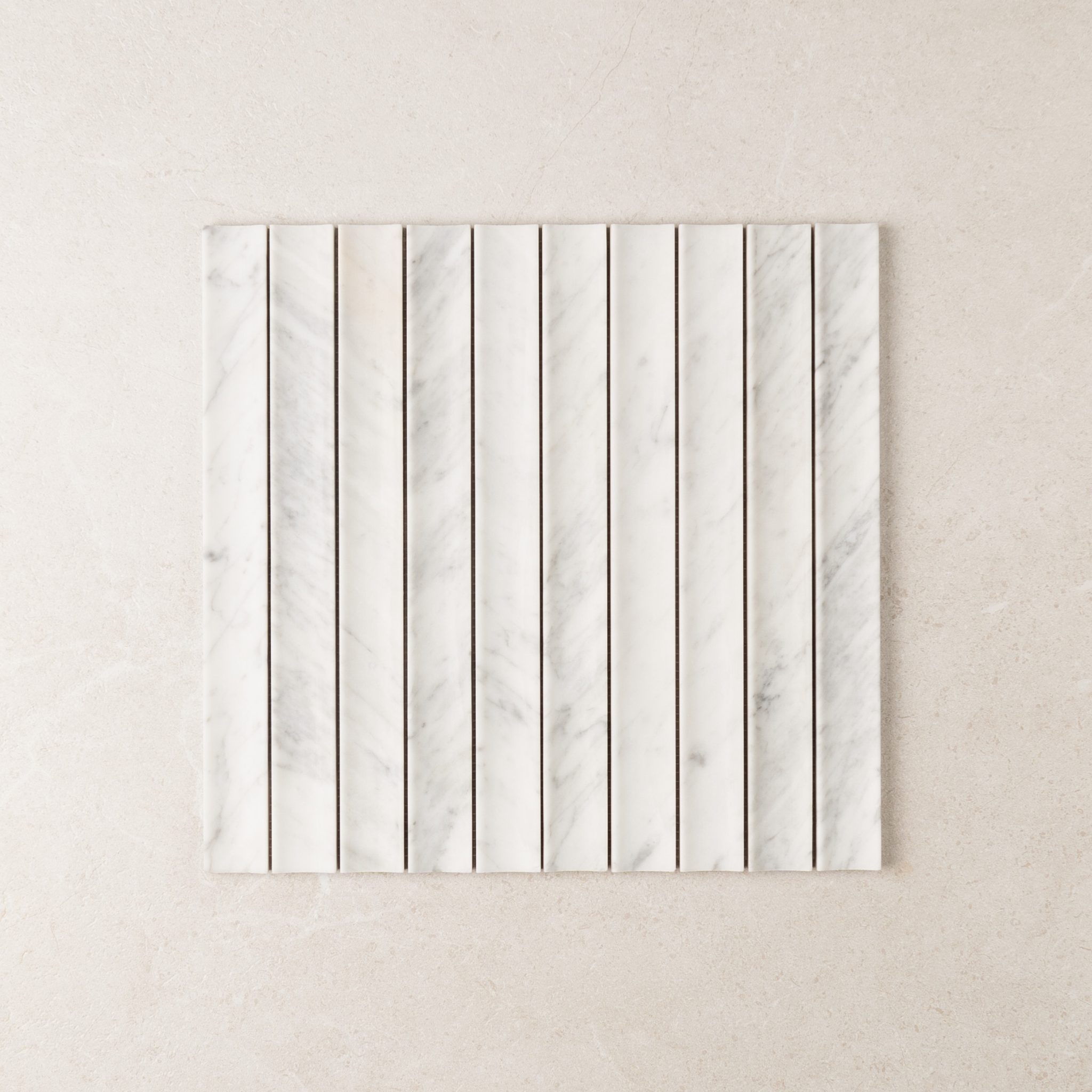 Concave Carrara Marble Kit Kat Mosaic - Design Tiles Sydney