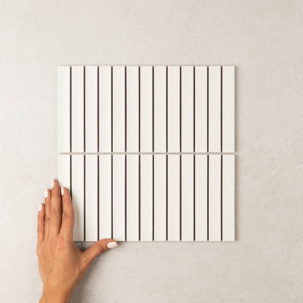 Concave White Speckled Kit Kat Mosaic - Design Tiles Sydney