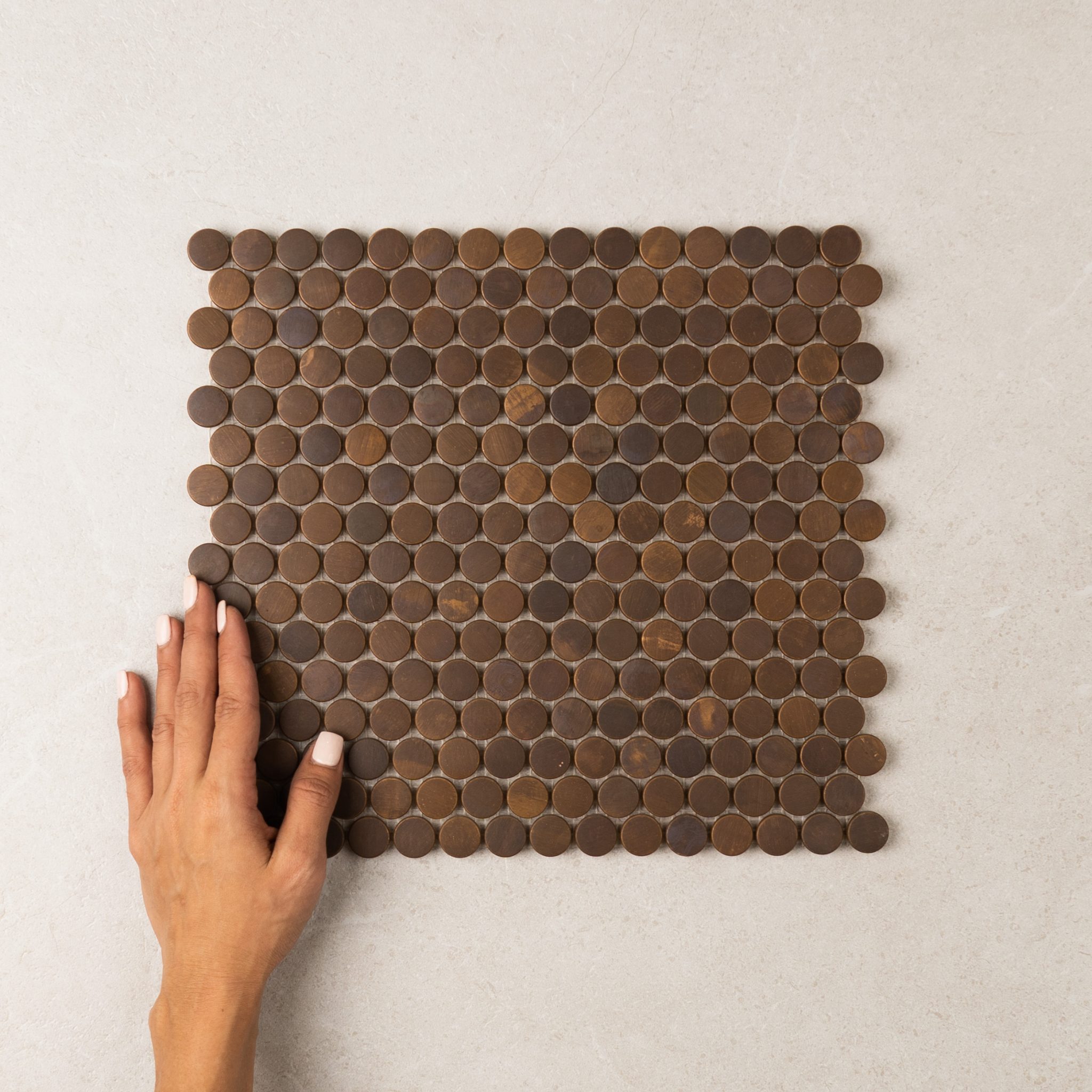 Copper Penny Round Mosaic - Design Tiles Sydney