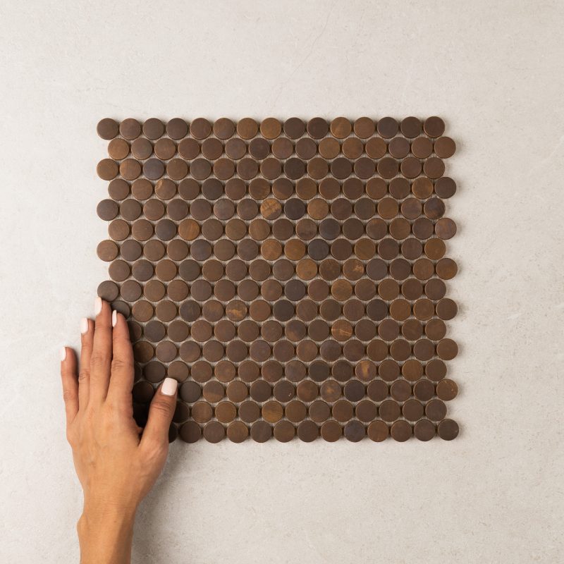 Copper Penny Round Mosaic - Design Tiles Sydney