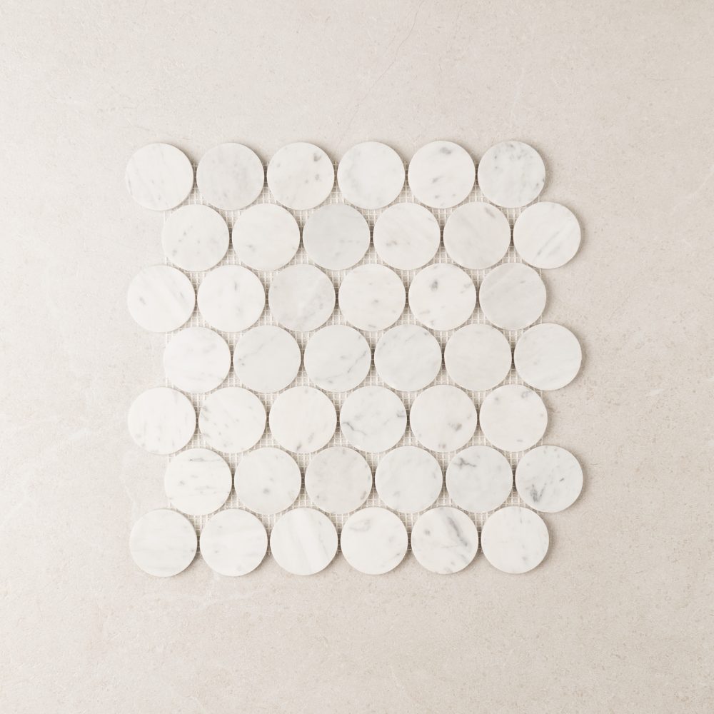 White Penny Round Mosaic - Design Tiles Sydney