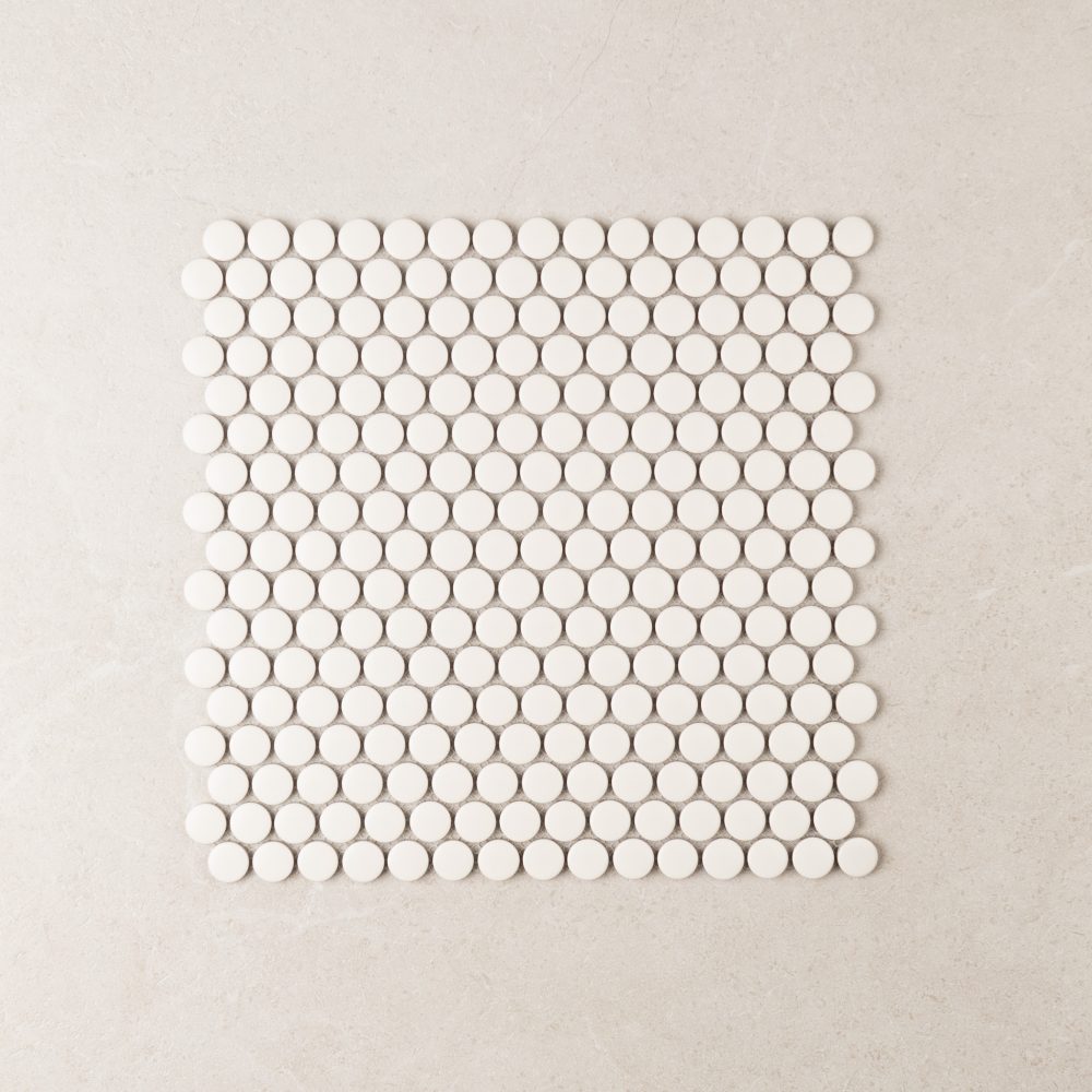 White Penny Round Mosaic - Design Tiles Sydney