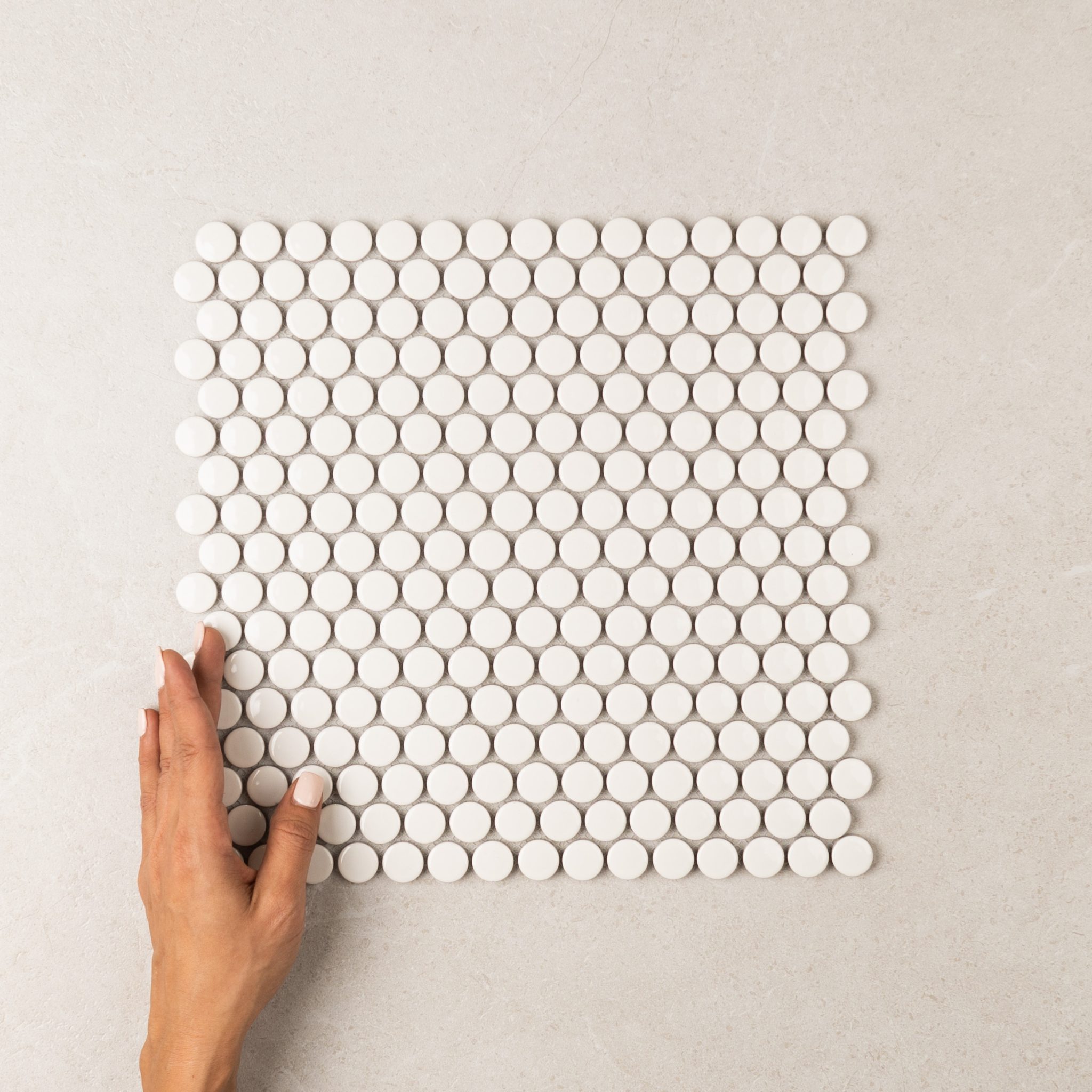 White Penny Round Mosaic - Design Tiles Sydney