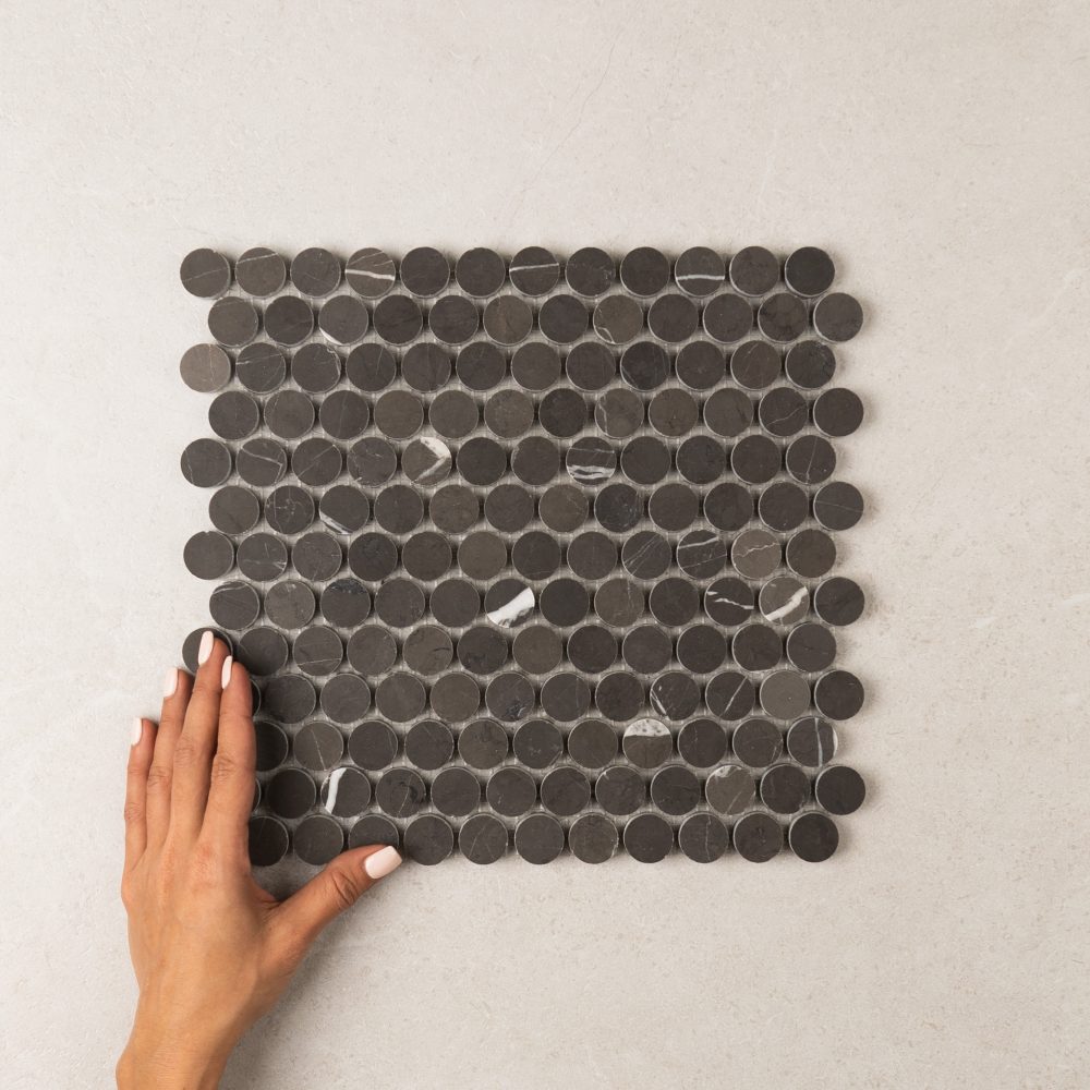 Pietra Grey Penny Round Mosaic - Design Tiles Sydney