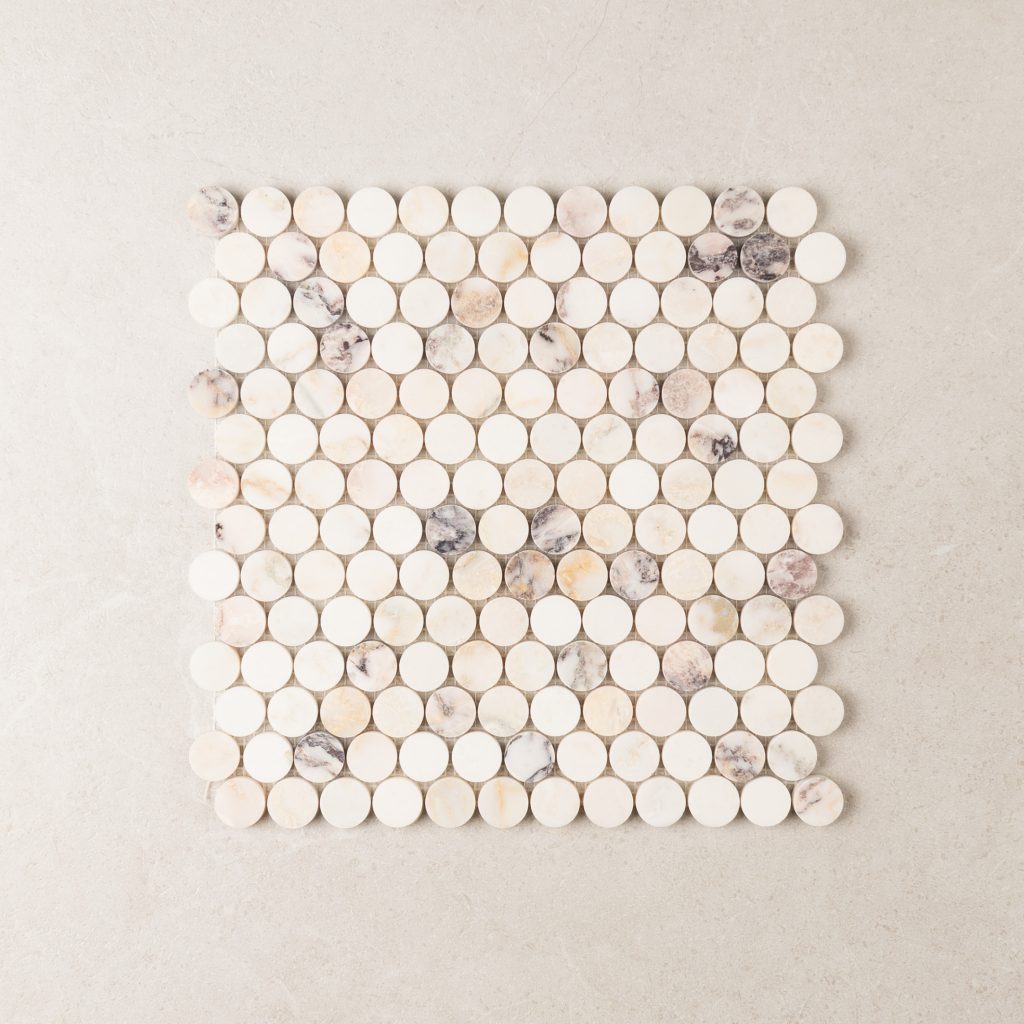 Penny Round Viola Marble Mosaic - Design Tiles Sydney