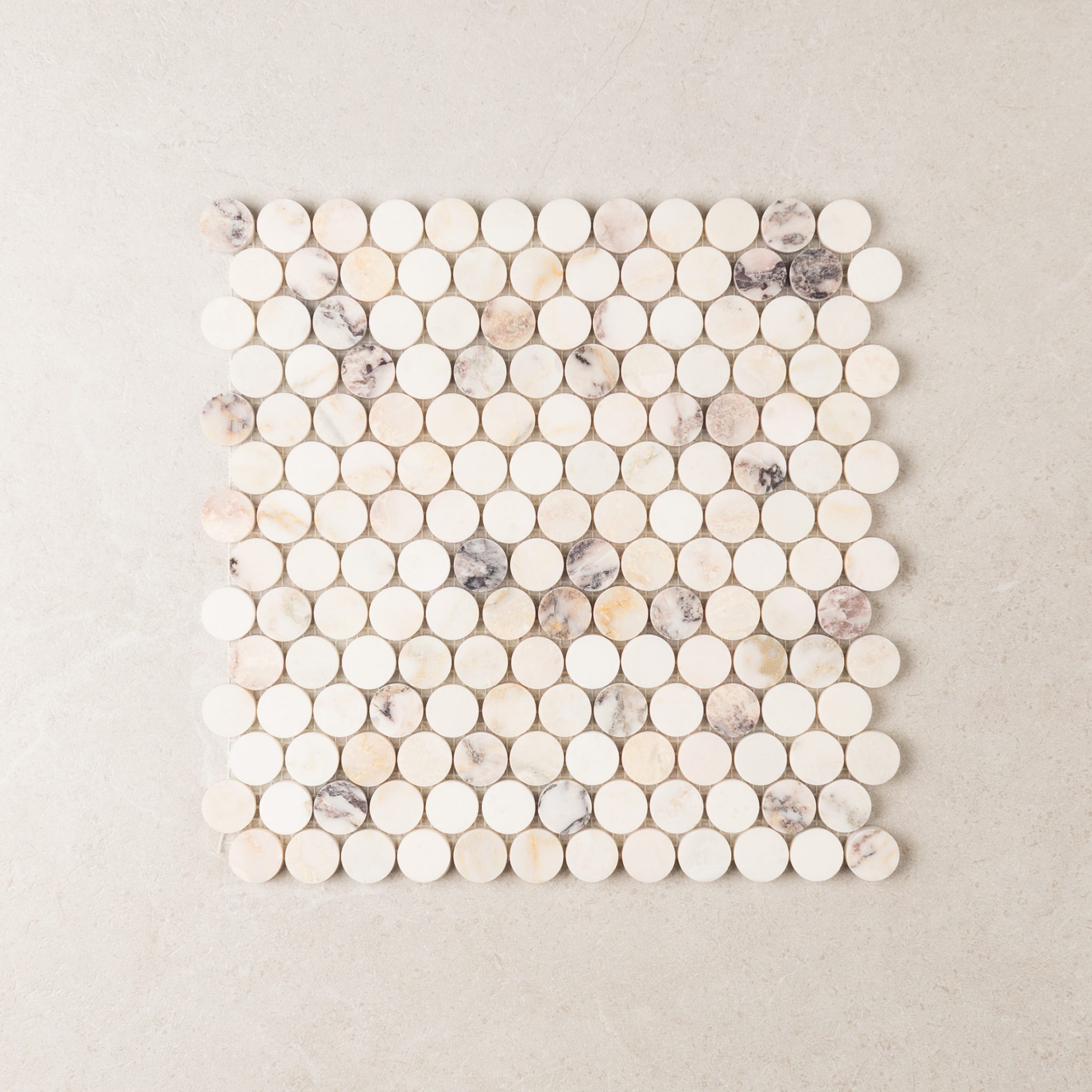 Penny Round Viola Marble Mosaic - Design Tiles Sydney