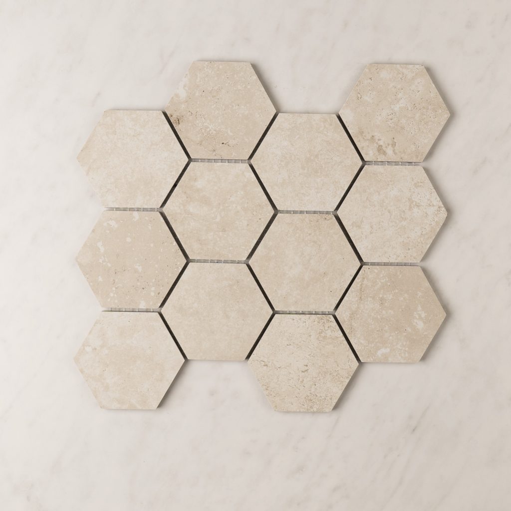 Precious Travertine Hexagon Mosaic - Design Tiles Sydney