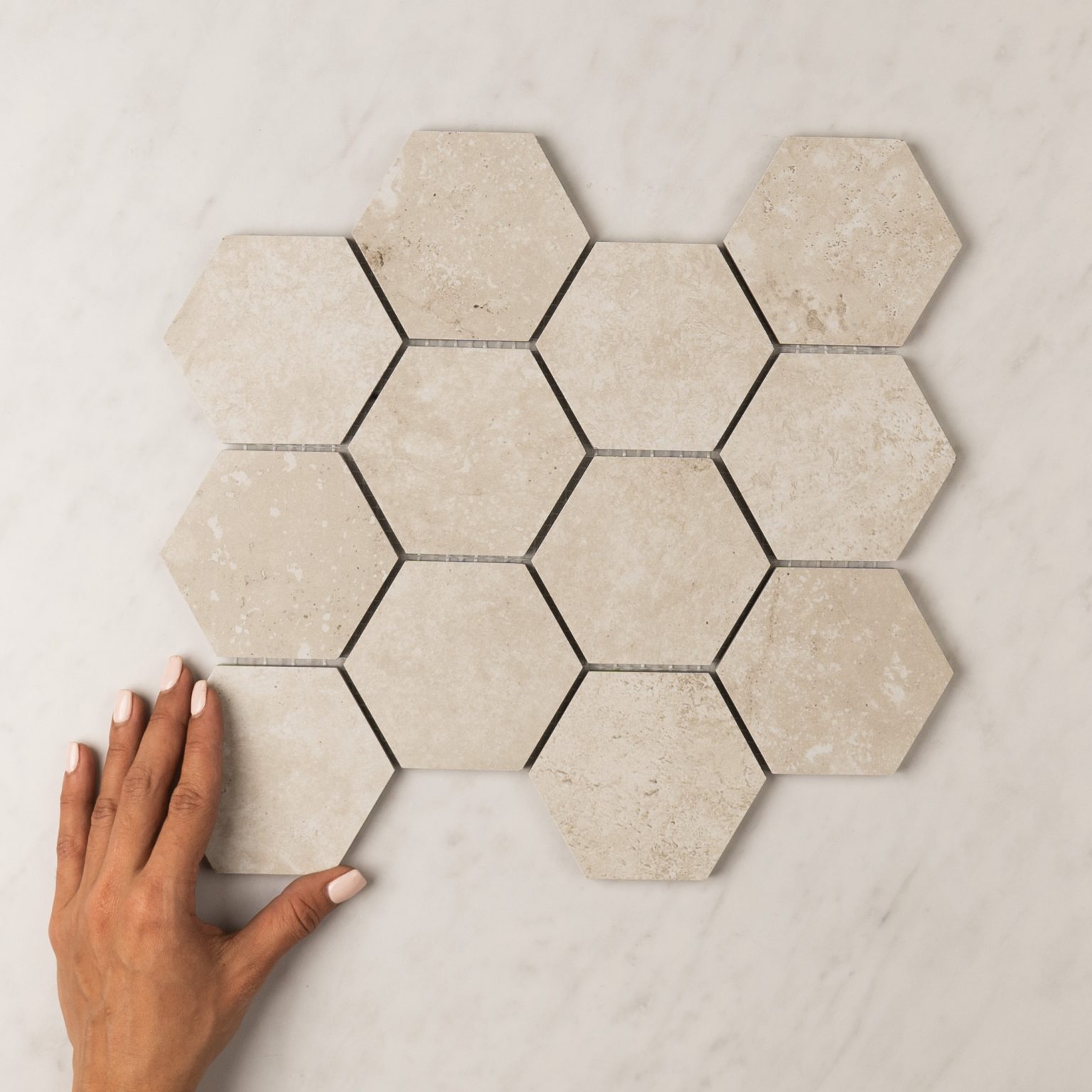 Precious Travertine Hexagon Mosaic - Design Tiles Sydney