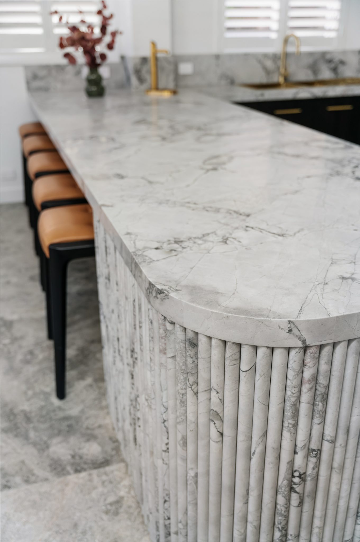 Super White Bamboo Marble Flute 30x900mm - Design Tiles Sydney