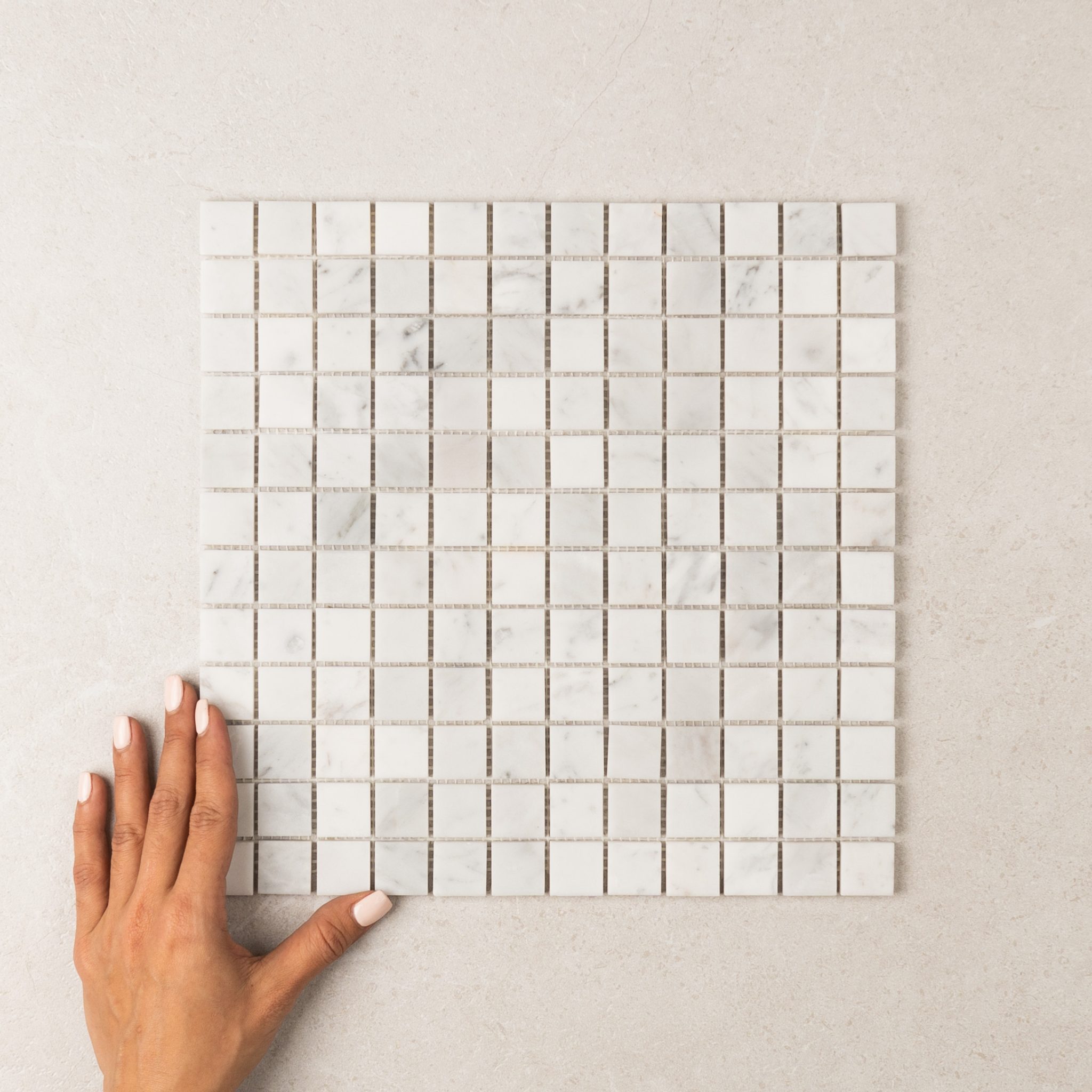 Square Carrara Marble Mosaic 23mm - Design Tiles Sydney