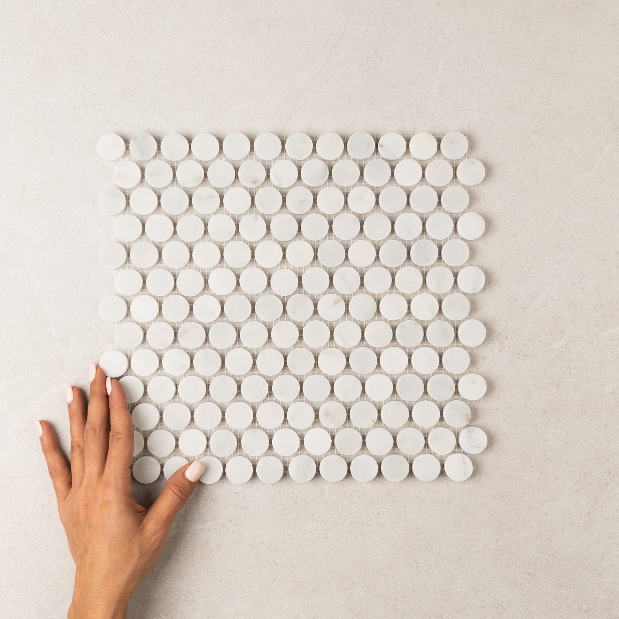 Penny Round Carrara Marble Mosaic - Design Tiles Sydney