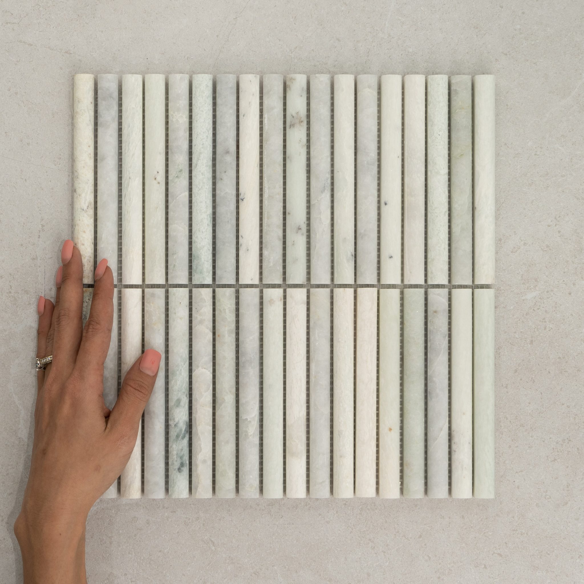 Mini Bamboo Mint Flute Mosaic - Design Tiles Sydney