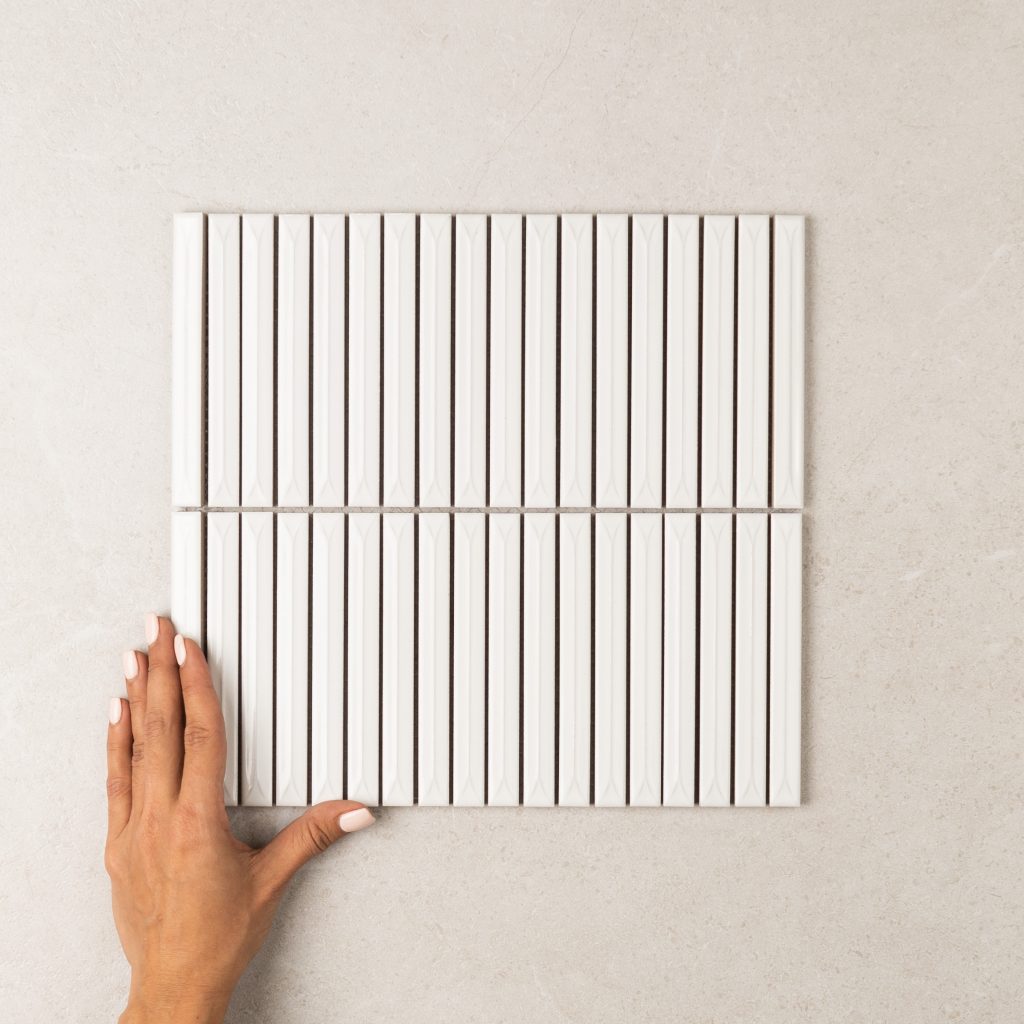 White 3D Stack Gloss Mosaic - Design Tiles Sydney