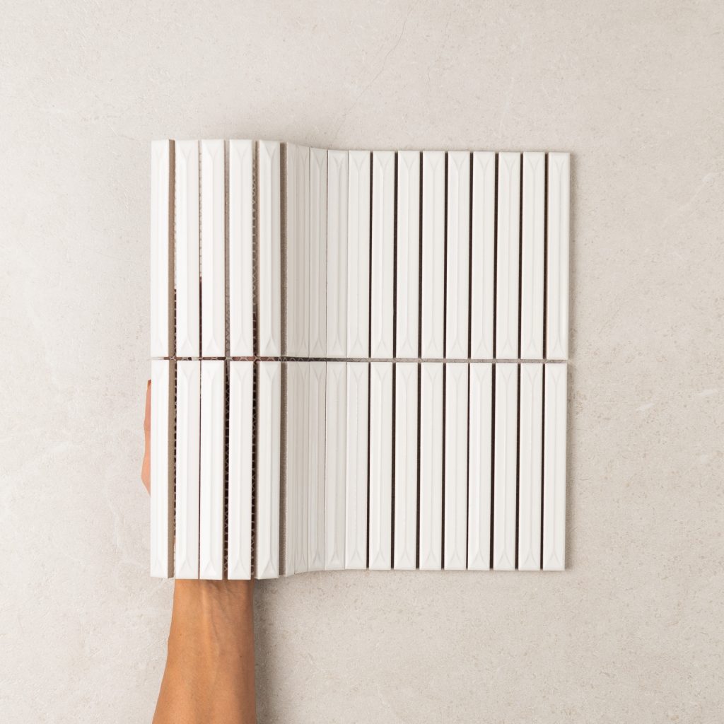 White 3D Stack Gloss Mosaic - Design Tiles Sydney