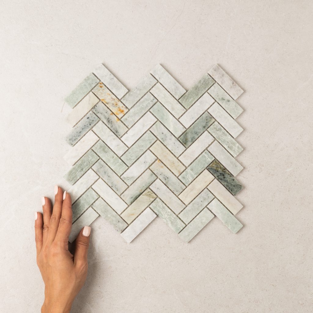 Herringbone Mint Mosaic - Design Tiles Sydney