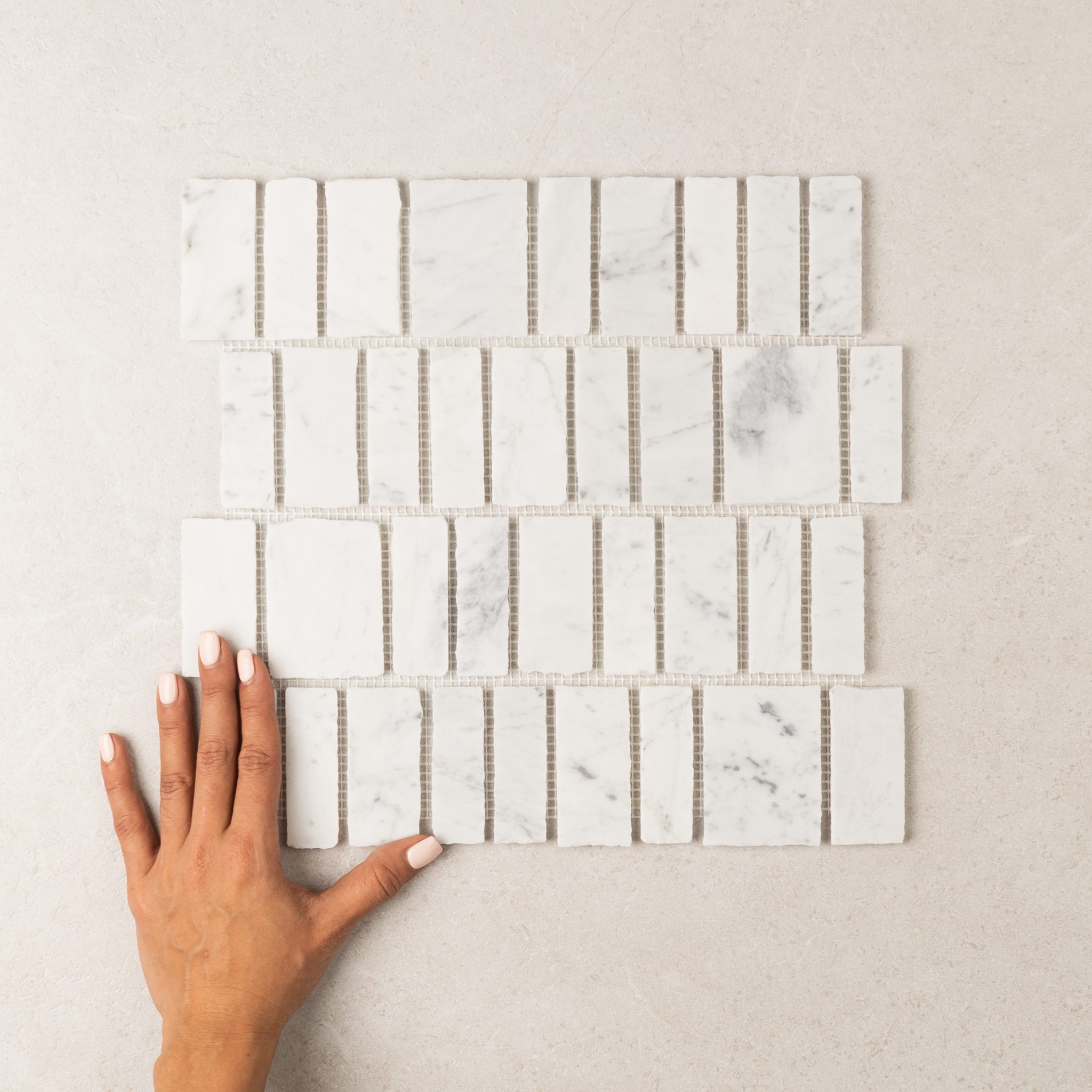 Split Carrara 5mm Marble Mosaic - Design Tiles Sydney