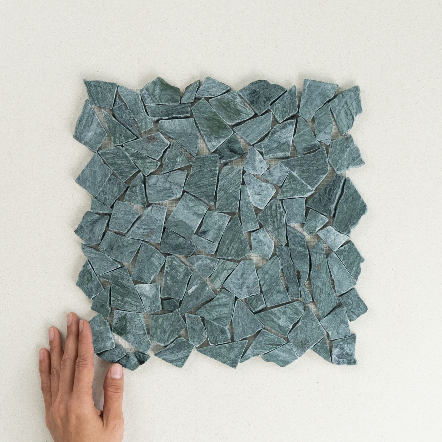 Crazy Pave Verde Tumbled Marble Mosaic - Design Tiles Sydney