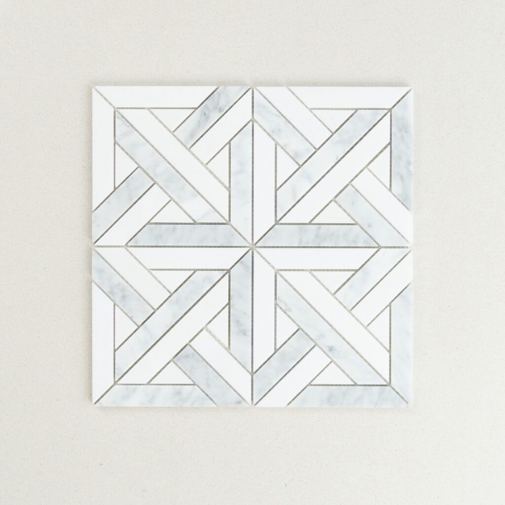 Parquet Carrara + Thassos Honed Marble Mosaic - Design Tiles Sydney