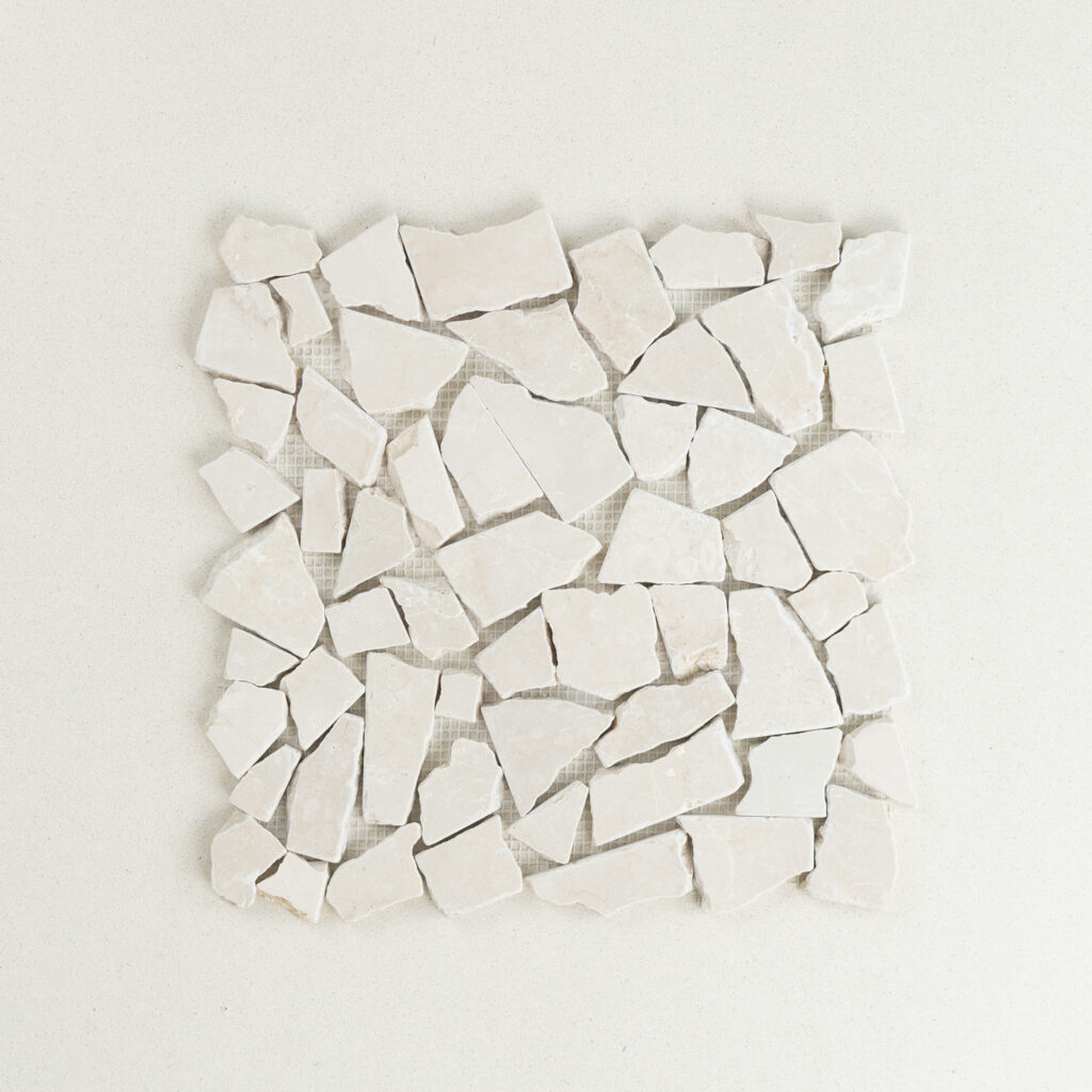 Crazy Pave Botticino Tumbled Marble Mosaic - Design Tiles Sydney