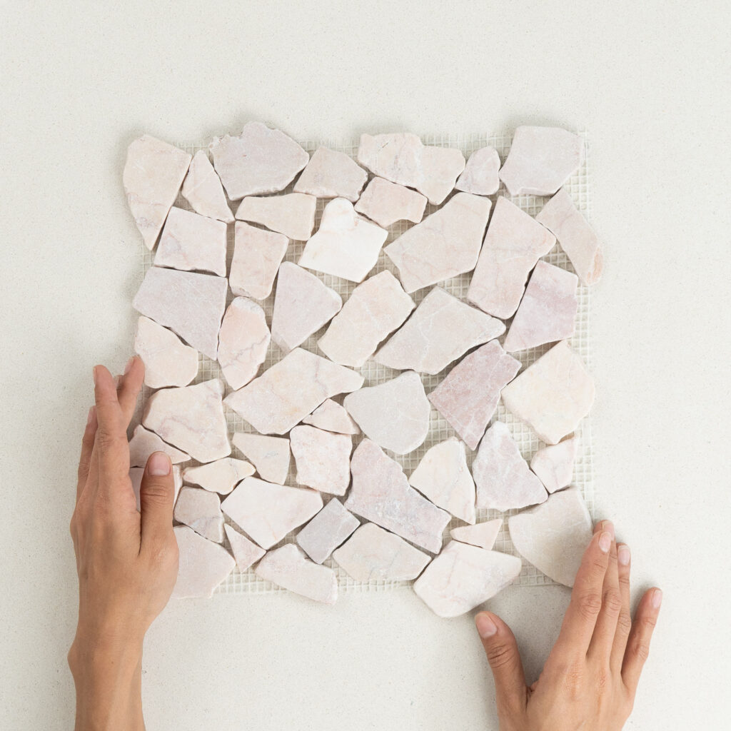 Crazy Pave Rosso Tumbled Marble Mosaic - Design Tiles Sydney