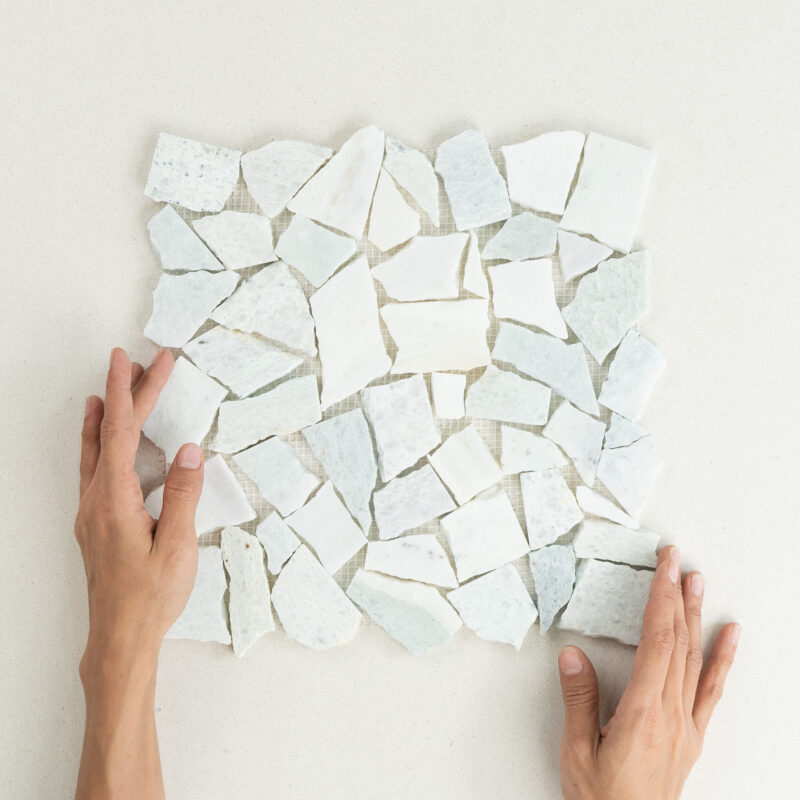 Crazy Pave Mint Honed Marble Mosaic - Design Tiles Sydney