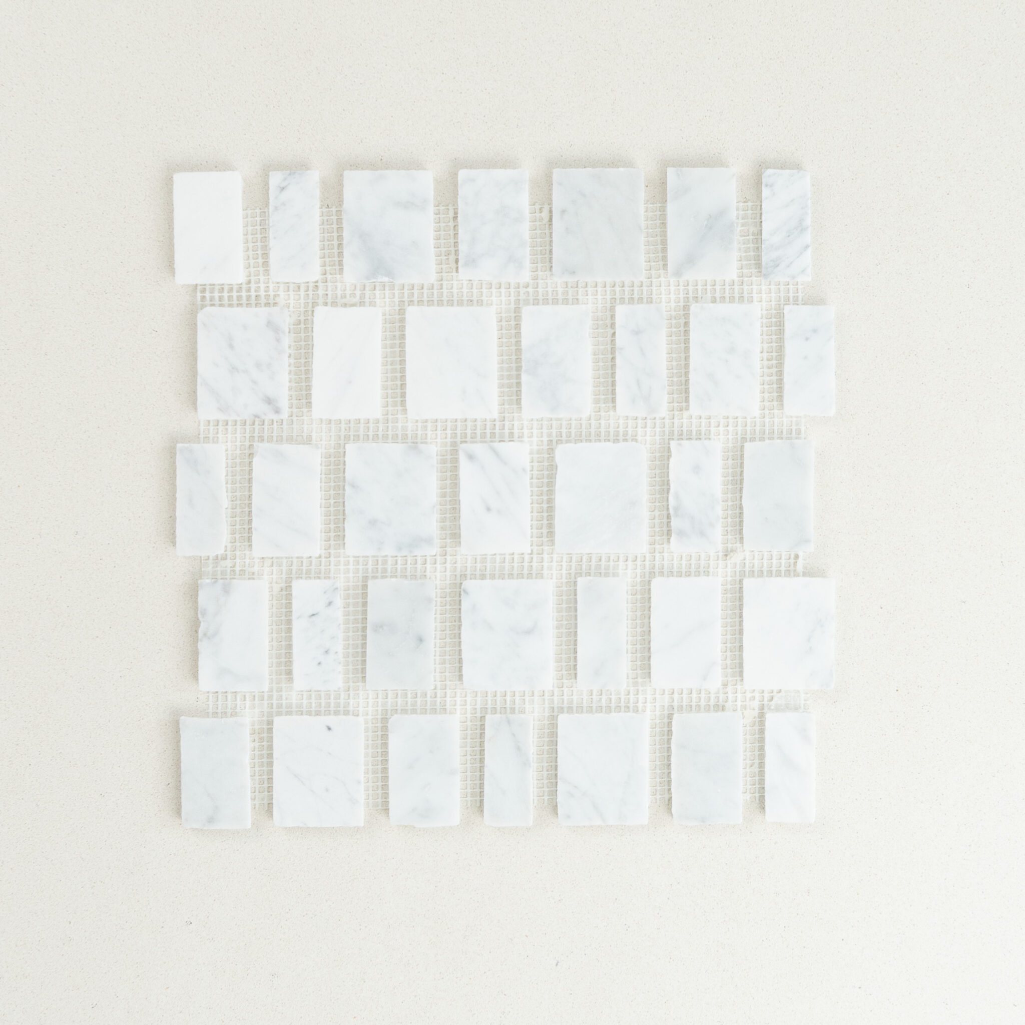 Split Edge Carrara 10mm Marble Mosaic - Design Tiles Sydney