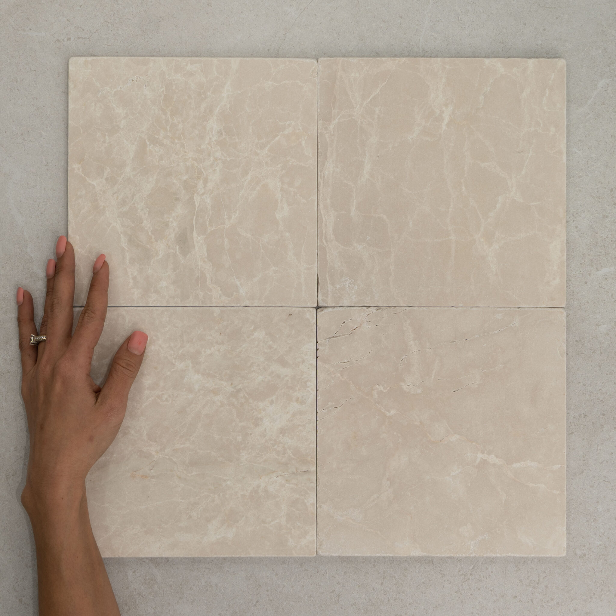 Botticino Square Tumbled Stone 200x200mm - Design Tiles Sydney