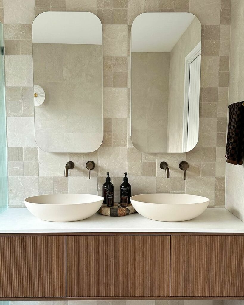 Botticino Square Tumbled Stone 100x100mm - Design Tiles Sydney