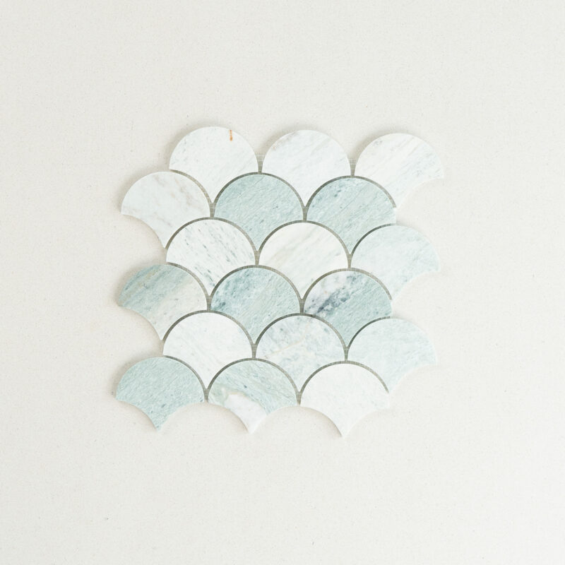 Fishscale Mint Honed Marble Mosaic - Design Tiles Sydney