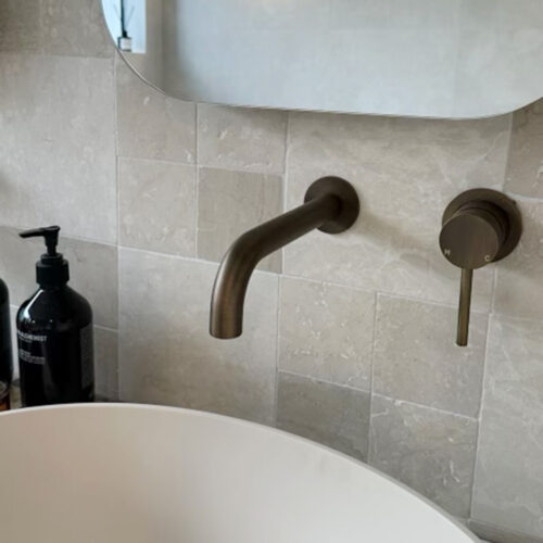 Botticino Square Tumbled Stone 100x100mm - Design Tiles Sydney