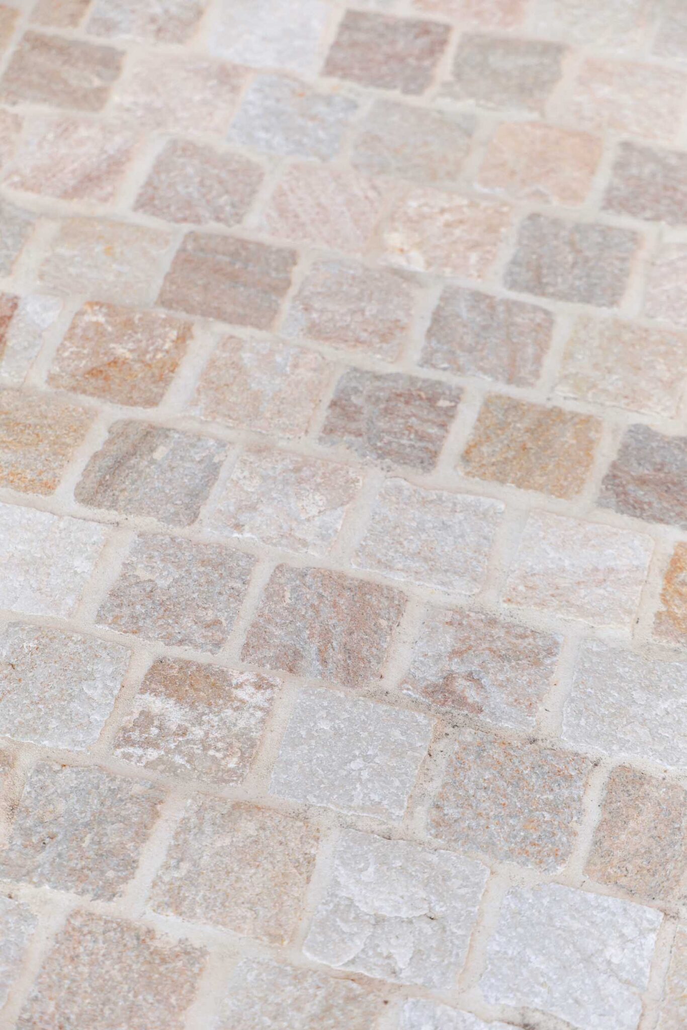 Bronte Quartz Offset Cobbles Sheeted 90x90x20mm - Design Tiles Sydney