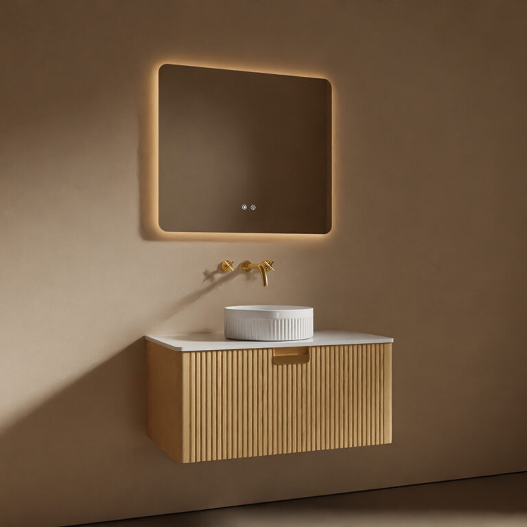 Hamilton Modern Wall Hung Vanity Mirror Basin Package 900 mm - Design ...