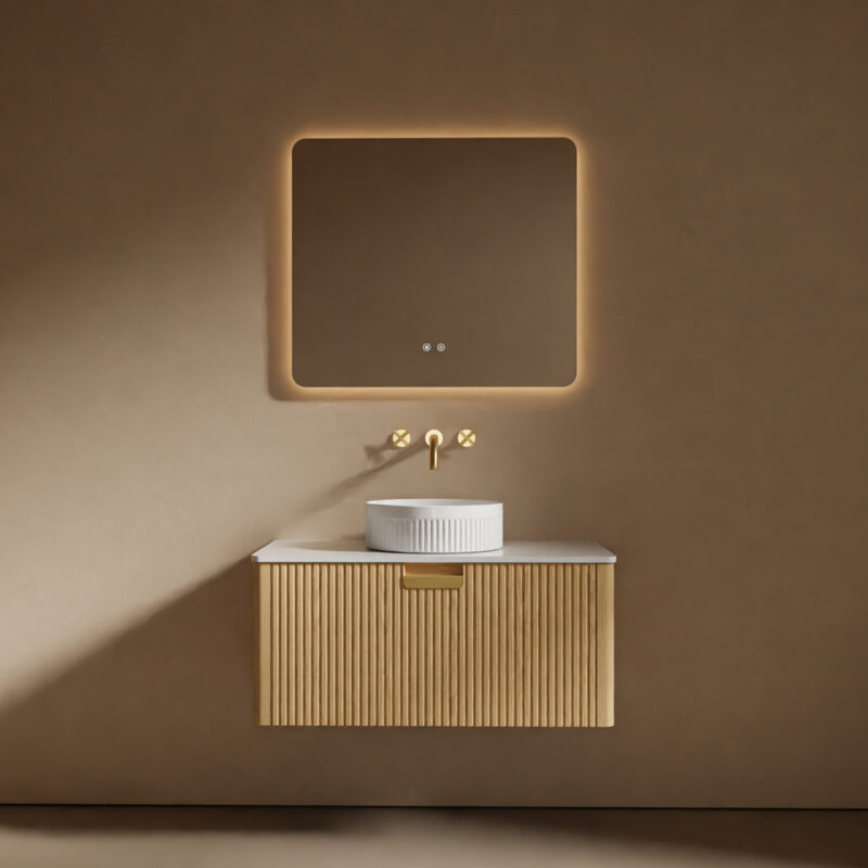 Hamilton Modern Wall Hung Vanity Mirror Basin Package 900 mm - Design ...